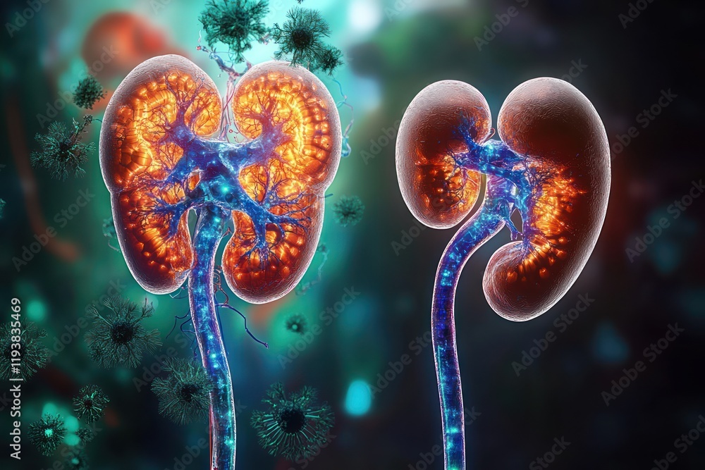 Bacterial Infection in Human Urinary System Anatomy Including E coli ...