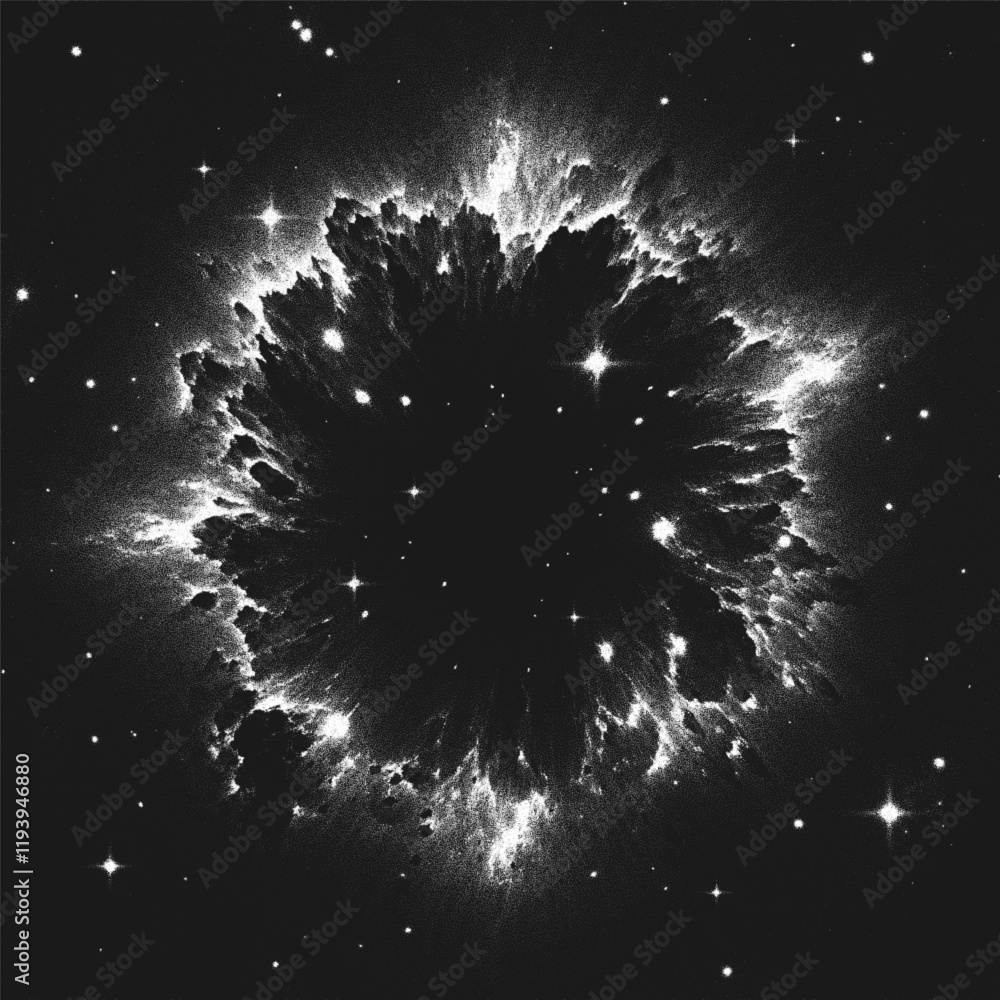 Praca wektorowa bez tantiem: Supernova explosion with dark cosmic void ...