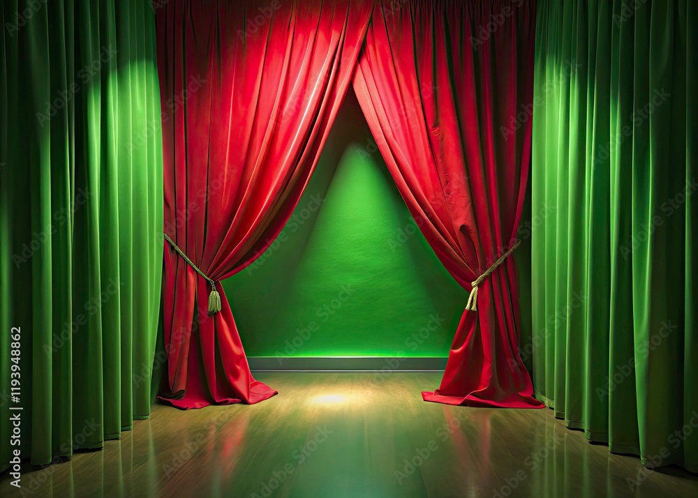 4K Red Curtain Animation, Vintage Green Screen, Light Focus, Opening ...