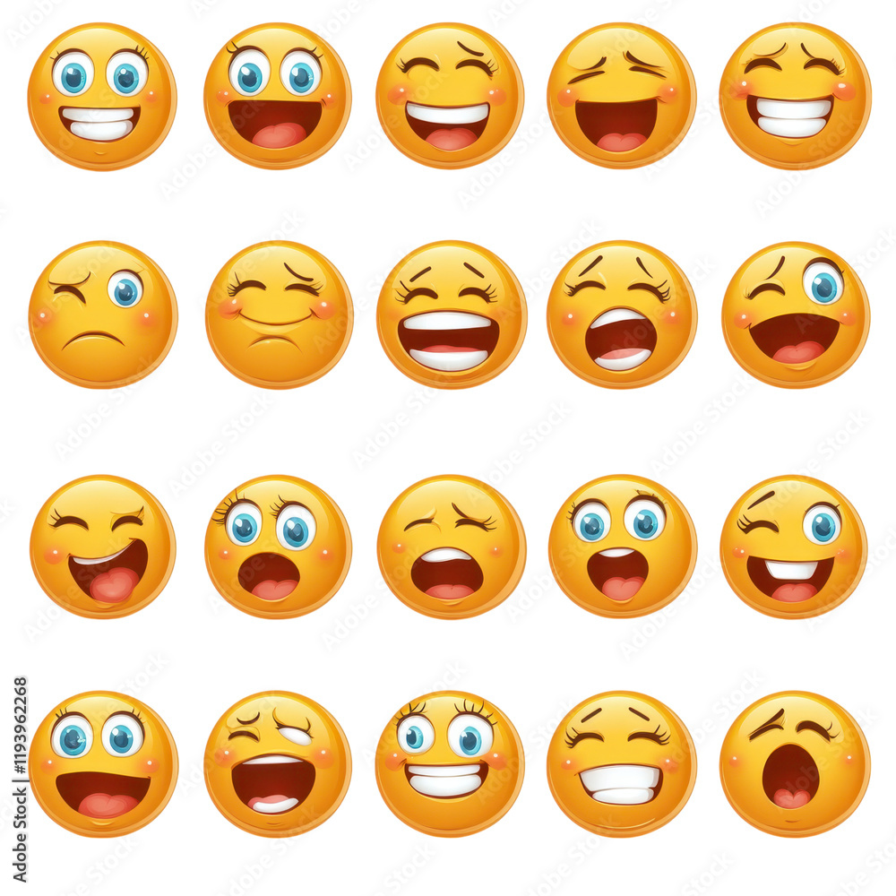 Happy emojis expressing various emotions like joy, sadness, and ...