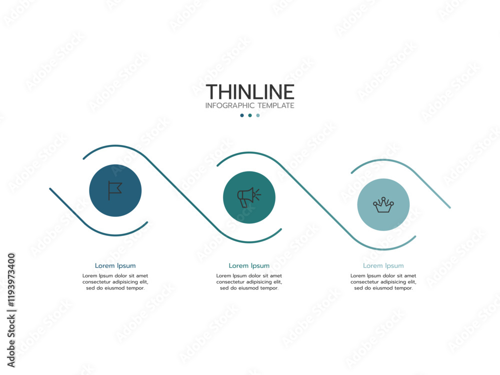 Informative circular process graphics with 3 steps sequence design for ...