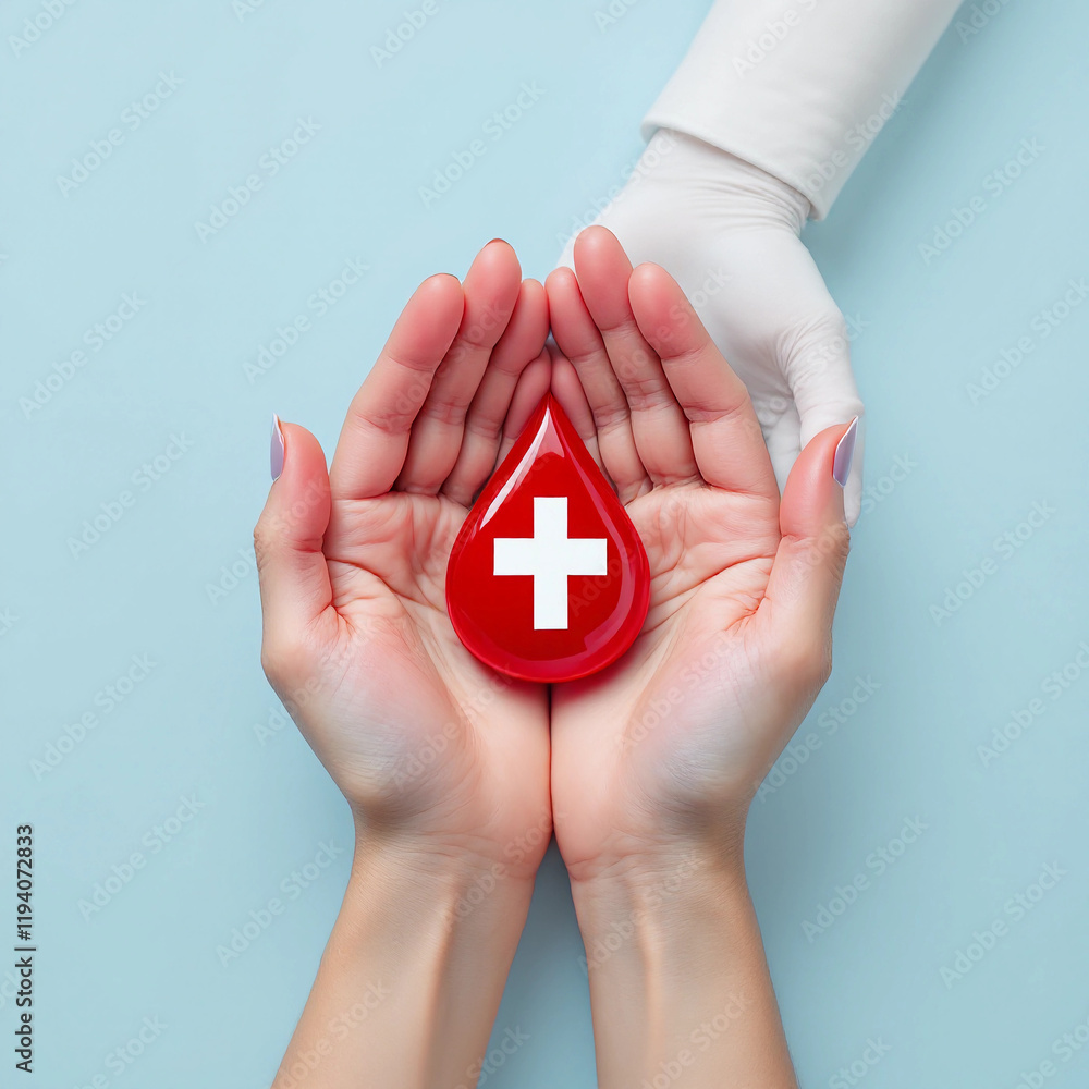 Perfect visual for raising awareness about blood donation. Top view of ...