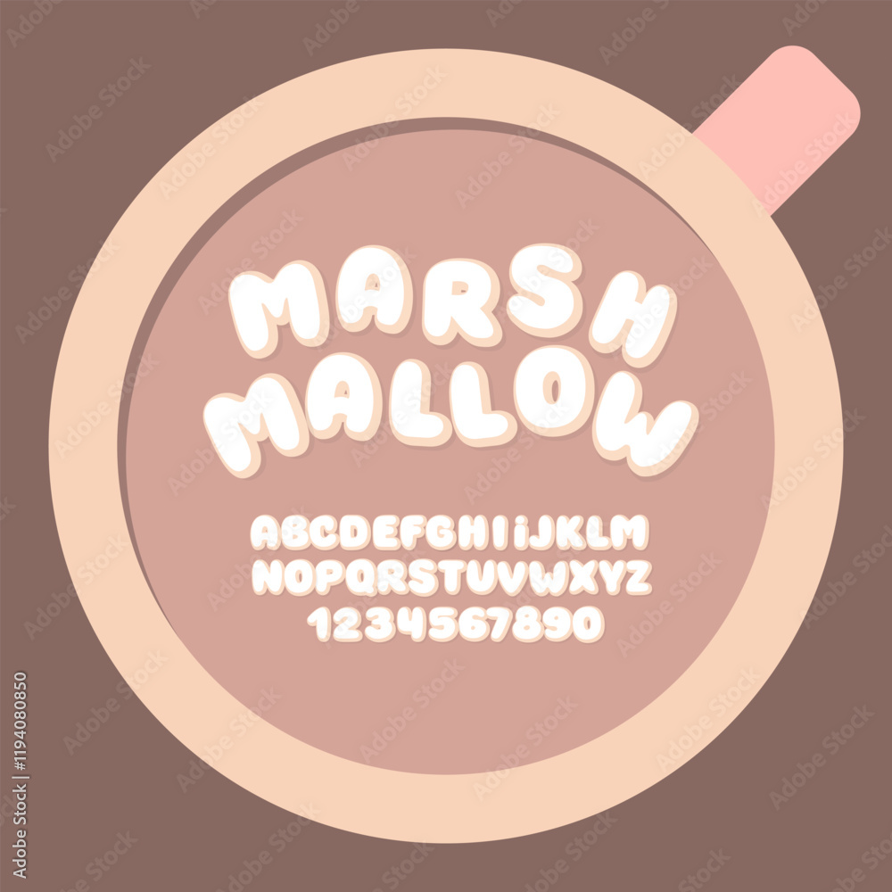 Puffy Marshmallow Font. Cute Inflated Alphabet. Tasty Edible Letters ...