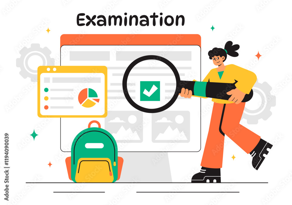 Examination Paper Vector Illustration Featuring an Online Exam, Answer ...
