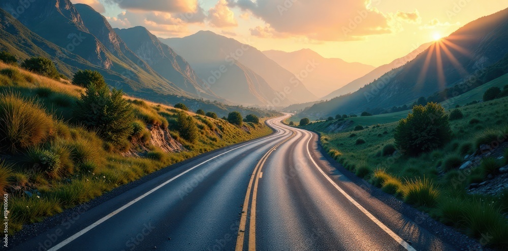 Road with branching paths splits into multiple roads , road splitting ...