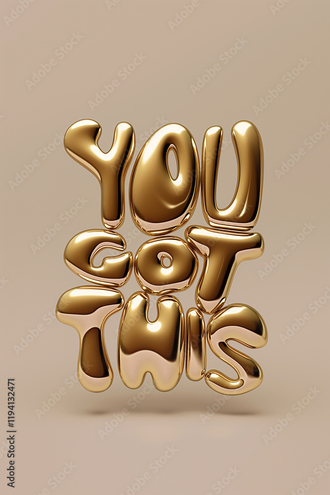 Golden inflated 3d words saying you got this delivering encouragement ...