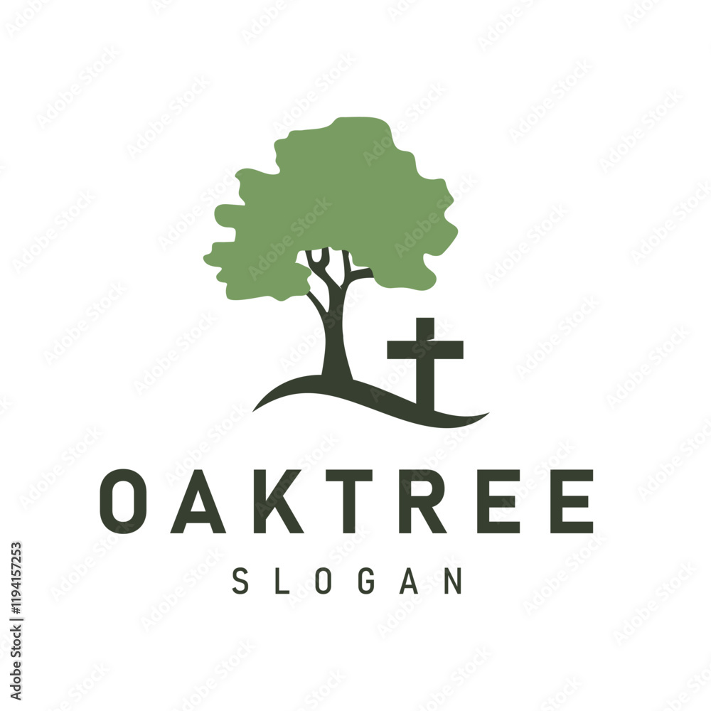 Vintage Retro Tree Design with Religious Cross Symbol. Tree Church Logo ...