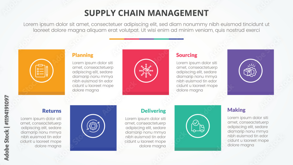 SCM supply chain management infographic concept for slide presentation ...