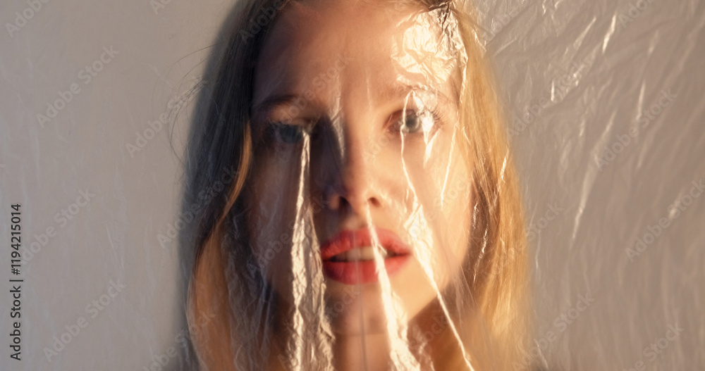 Sad girl. Female emancipation. Upset depressed scared woman face ...