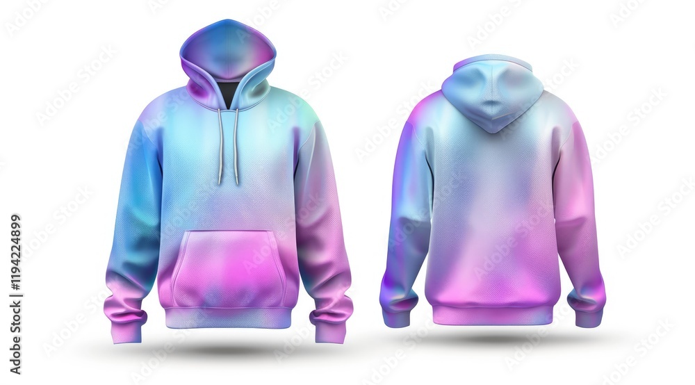 Neon Color Shades Hoodie with Front and Back Views Isolated on ...