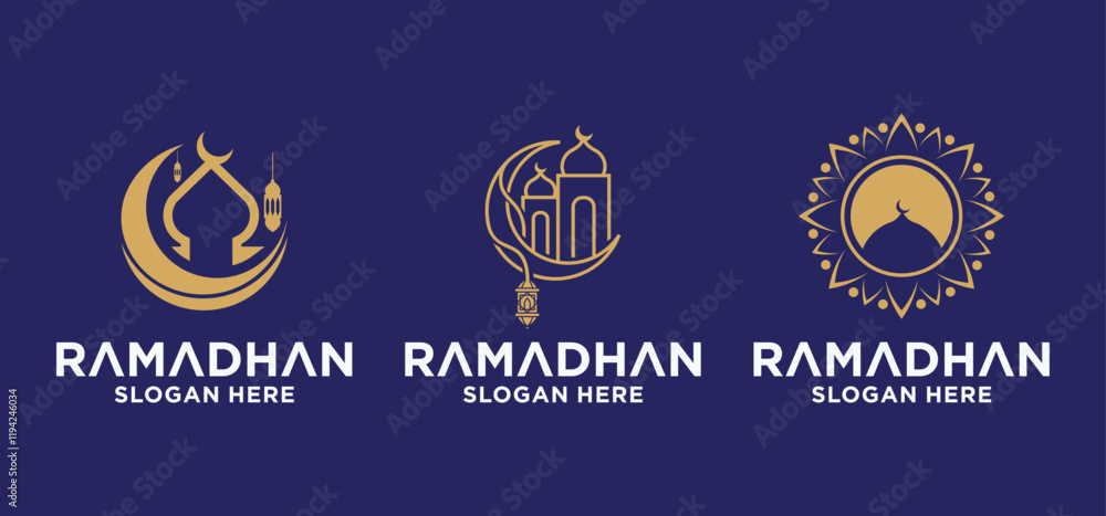 Ramadan month logo concept, collection of Islamic logos for the month ...