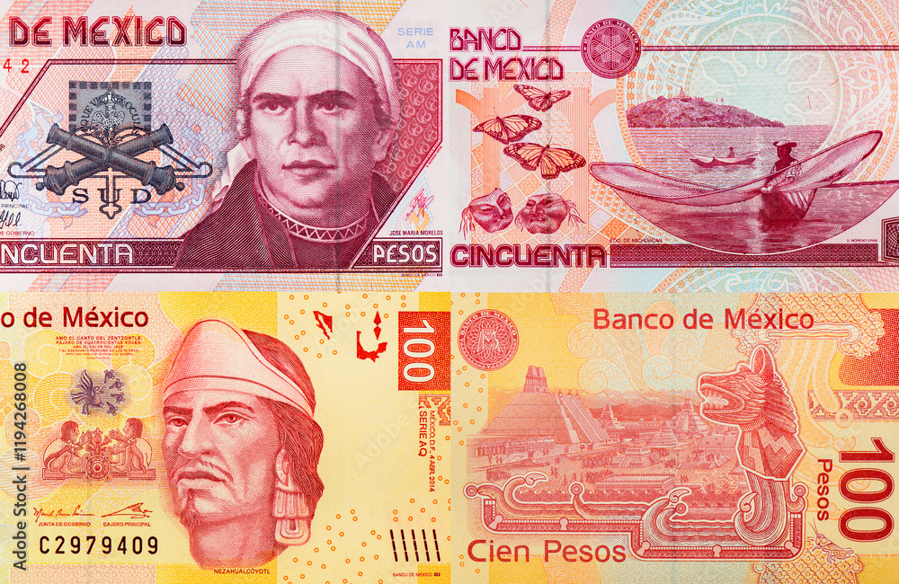 Mexico banknotes Mexico currency Mexico pesos bills Mexican peso money ...