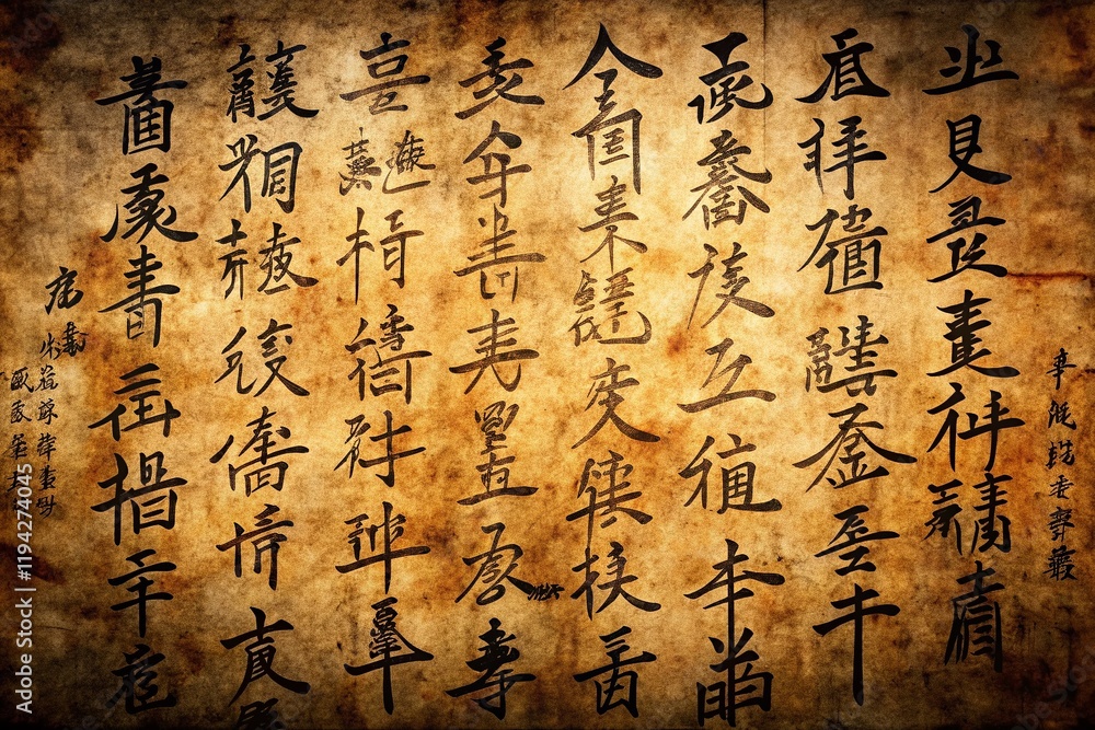 Vintage Chinese Proverbs Calligraphy - Wisdom & Culture Stock Photo ...