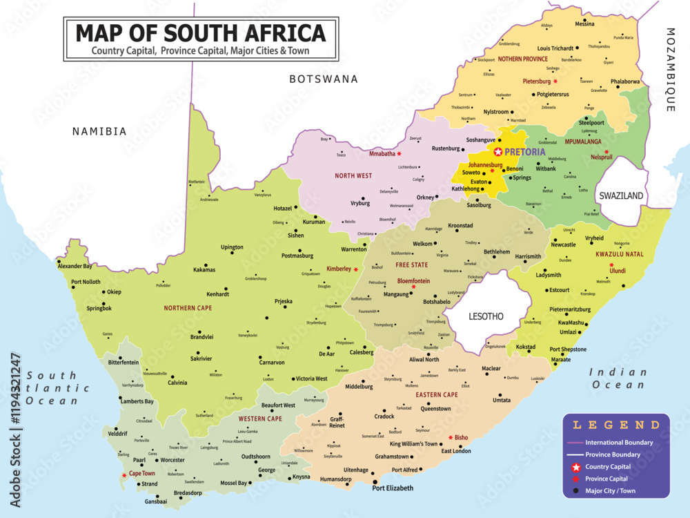 African Countries Geography Political map. Political map of country ...