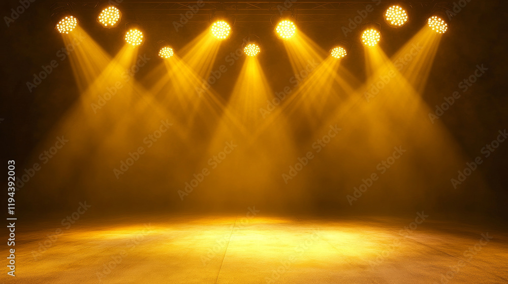 Photo studio lighting equipment, spotlights and white blank background ...