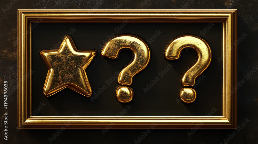 Golden metal unique symbols set, realistic vector illustration. Matte ...