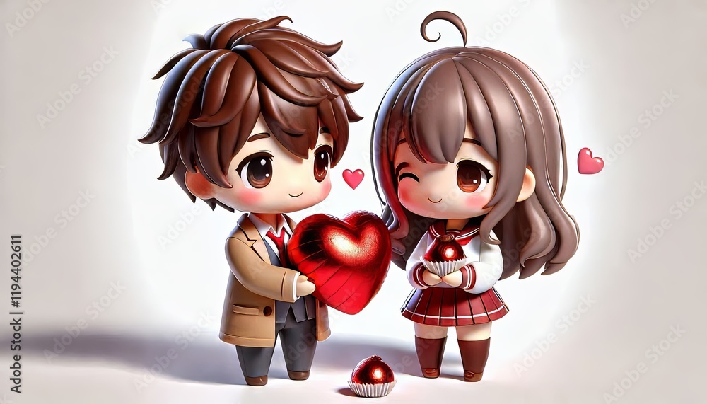 smooth d render with rounded edges raytracing of kawaii chibi anime ...