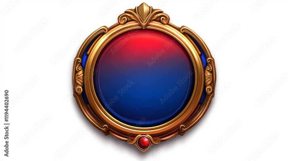 Medieval ui game sprite button with gold border cartoon design ...