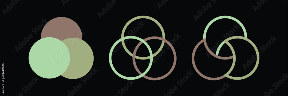 Colorful venn diagram is showing three overlapping circles with numbers ...
