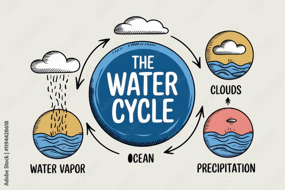 A visual guide illustrating the earths water cycle Stock Illustration ...