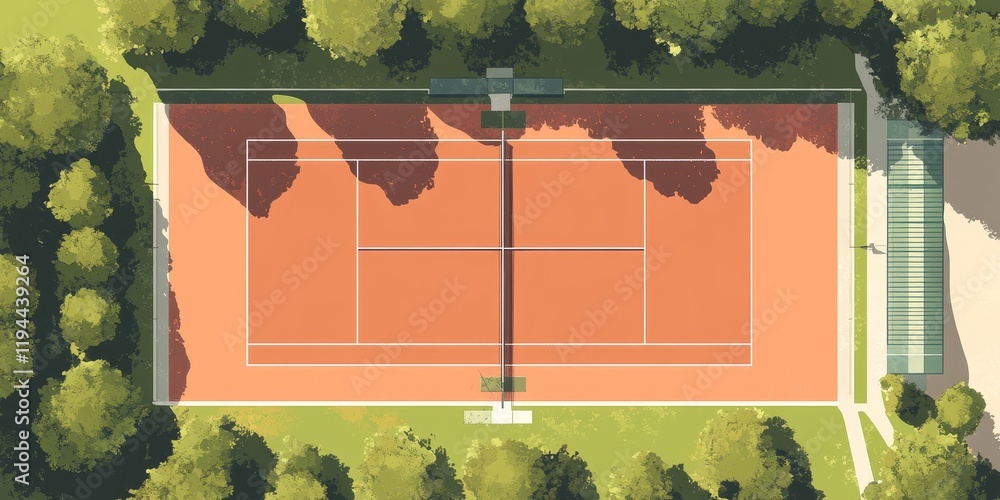 Tennis court map illustration featuring a detailed design of a tennis ...