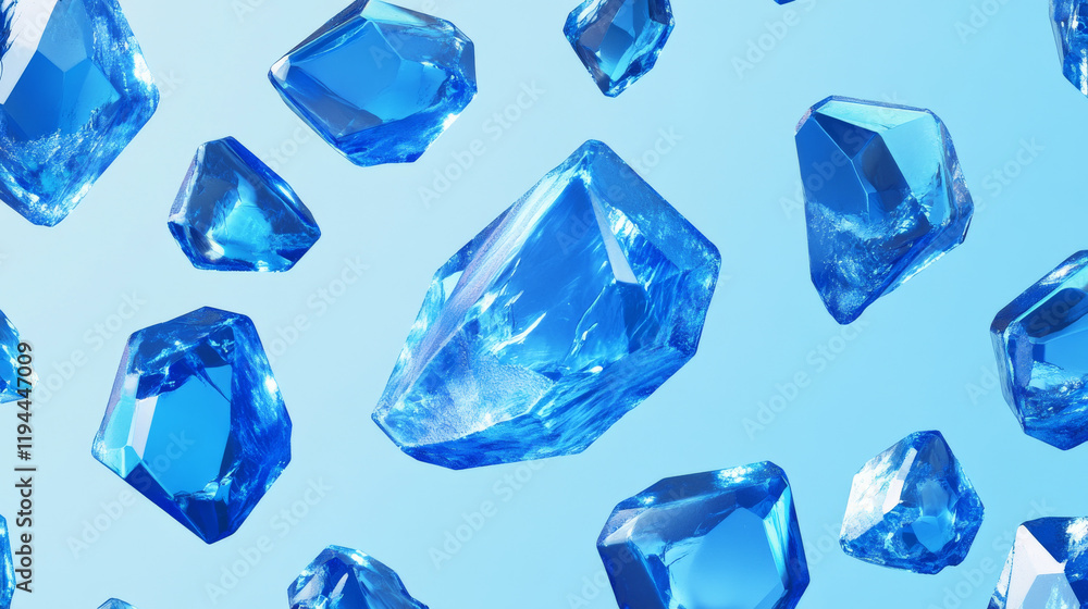 Blue crystals set isolated on background. Vector cartoon illustration ...