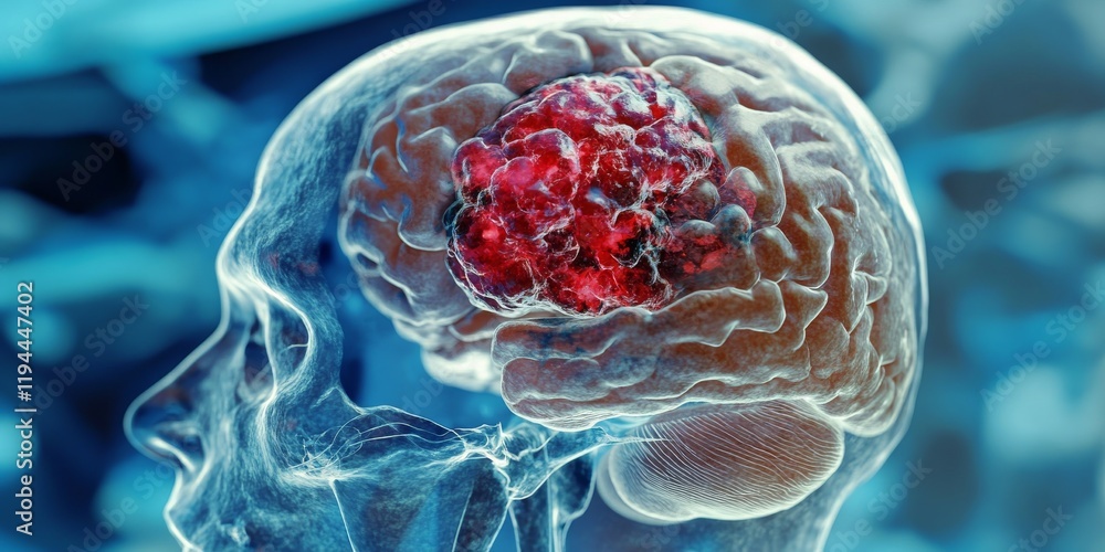 Hemorrhagic brain metastases revealed in a head CT scan, showcasing the ...