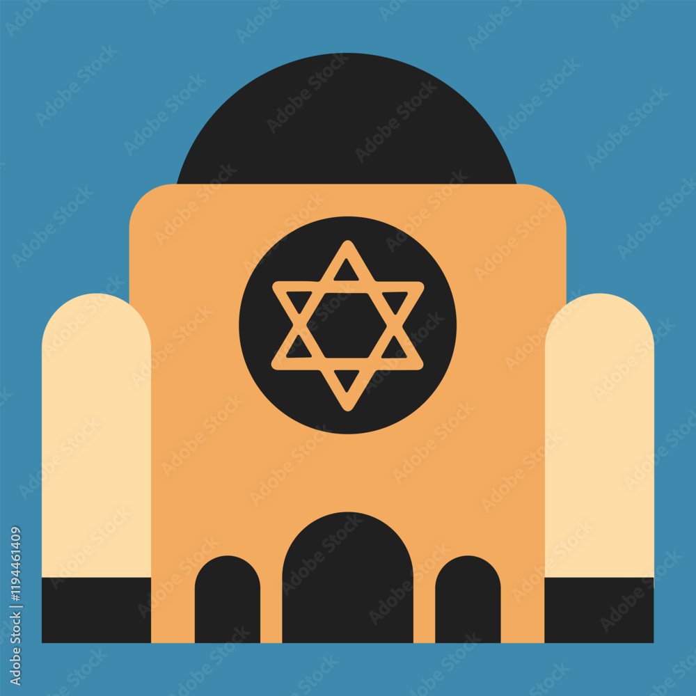 Synagogue Vector Icon - Jewish Religious Symbol and Sacred Architecture ...