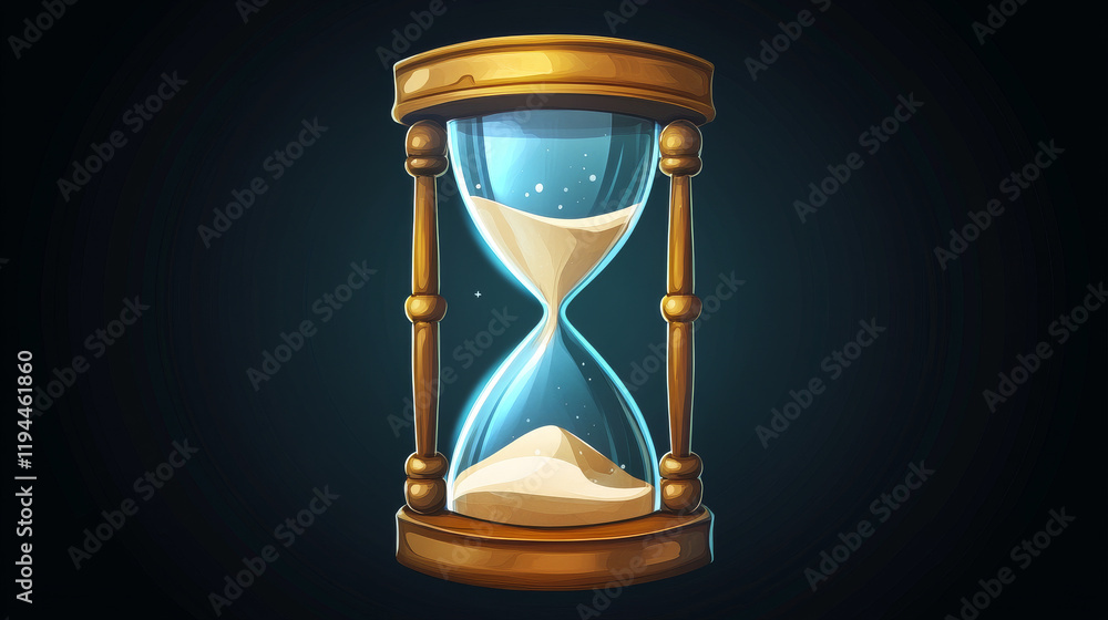 Hourglass animation sprite sheet rotating icon set. Glass clock with falling sand, isolated ...