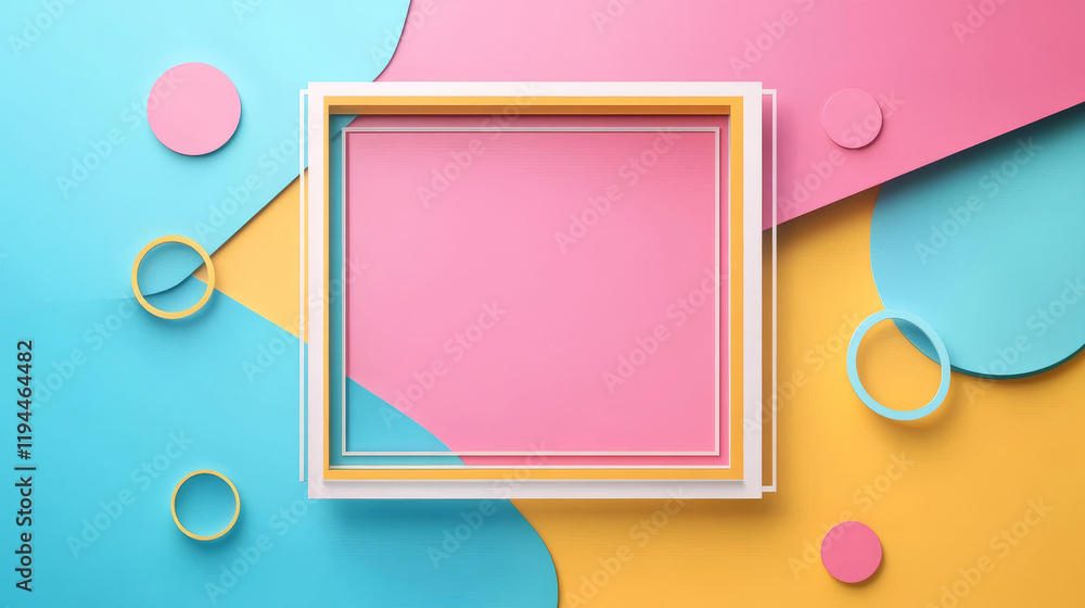 Square shadow box frame vector effect template. Rectangle page border ...