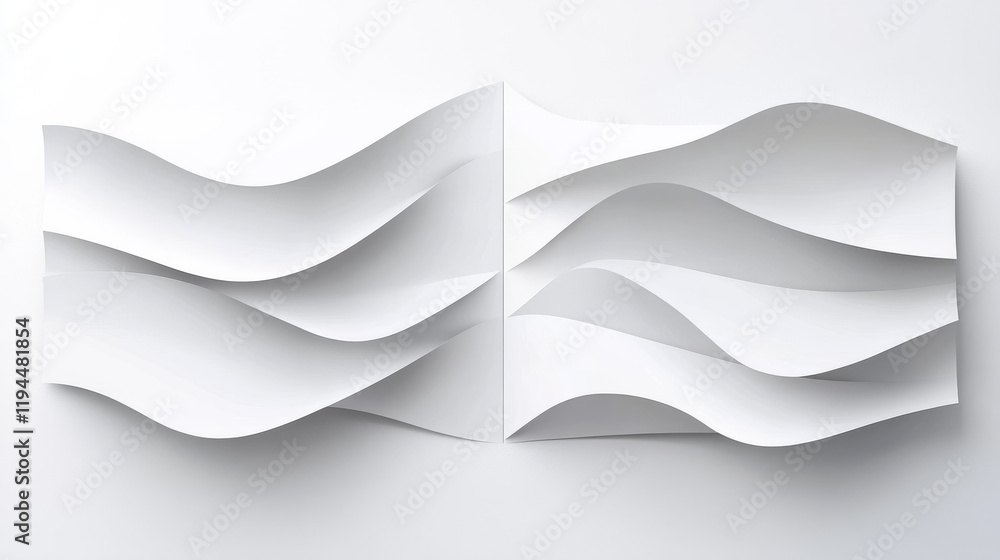 Fold leaflet mockup. Blank trifold paper template. White a4 booklet ...