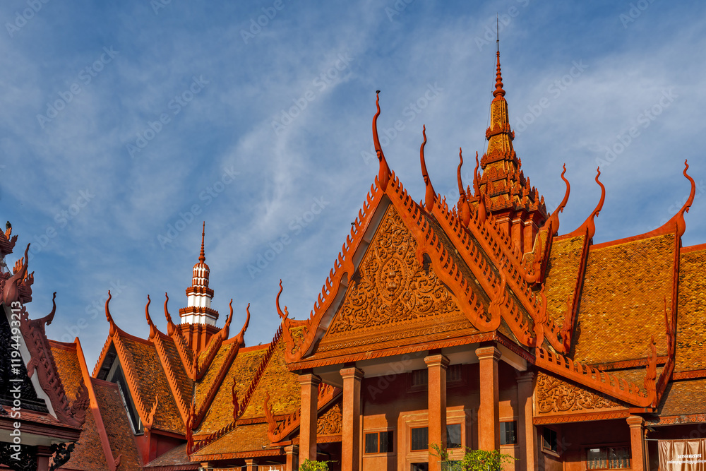 details of the roof of The National Museum of Cambodia, a fine example ...