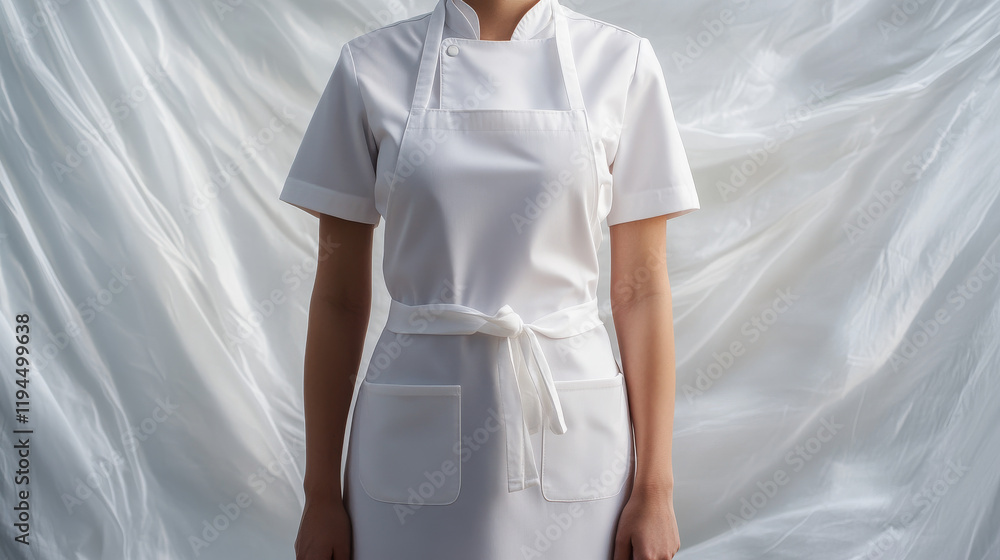 White chef apron with pocket, belt and straps isolated on transparent ...