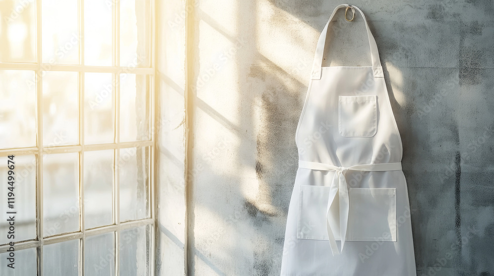 White chef apron with pocket, belt and straps isolated on transparent ...