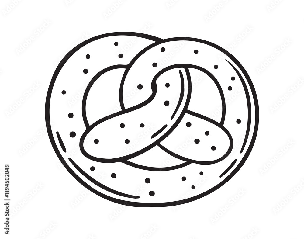 Pretzel doodle hand drawn icon. German pretzel traditional drawing ...