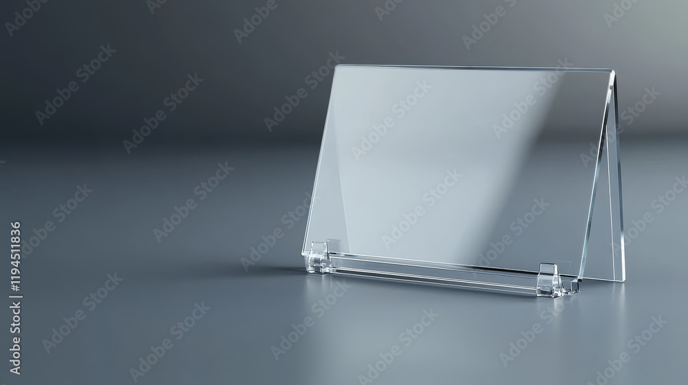 Table card holder, empty plastic name plate. Vector realistic mockup of ...