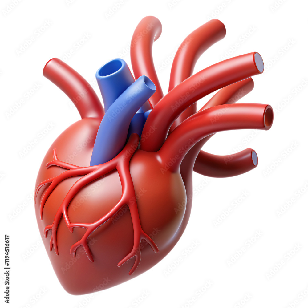 Realistic 3D Model of Human Heart Anatomy with Blood Vessels Stock ...