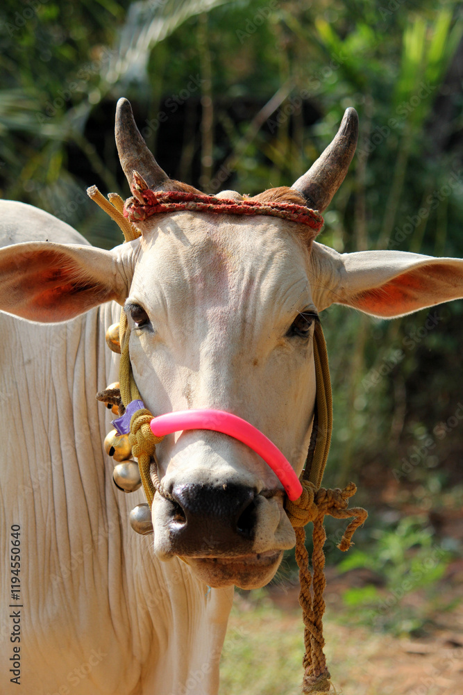 Happy Pongal religious traditional festival of south Indian cow with ...