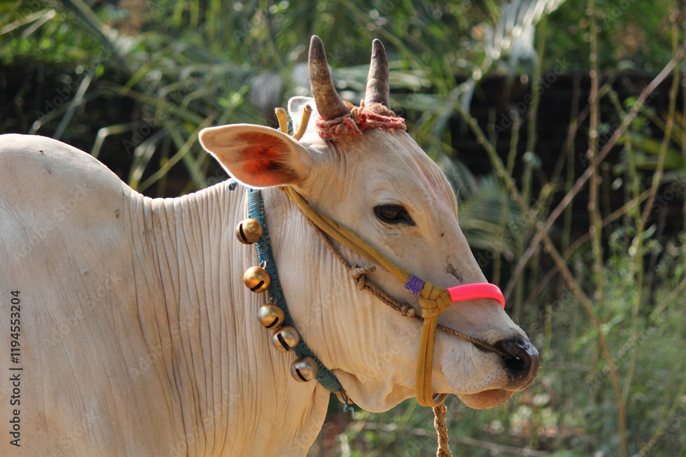 Happy Pongal religious traditional festival of south Indian cow with ...