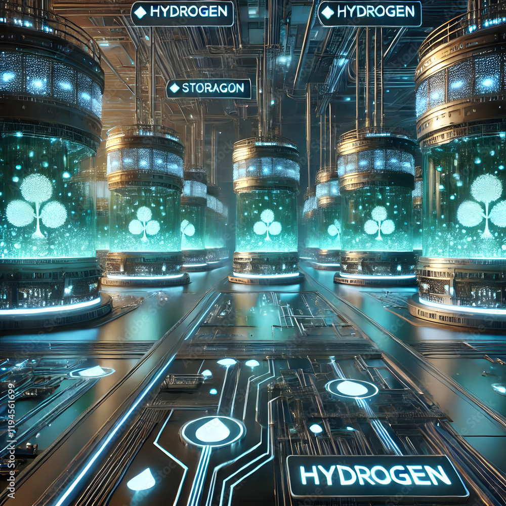 Hydrogen Fuel Storage Facility A futuristic hydrogen storage facility ...
