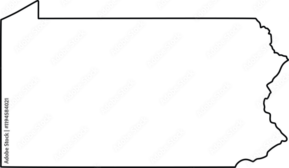 Vector de Stock Outline Map of Pennsylvania State with Clear Boundaries ...