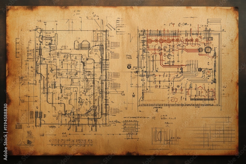 Detailed Technical Blueprint of Electronic Circuit Design Featuring ...