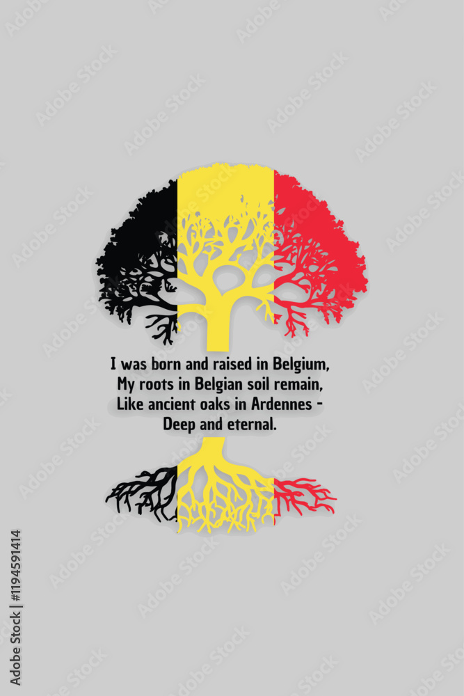 Belgium roots and symbolism: a tree with the Belgian flag, embodying ...