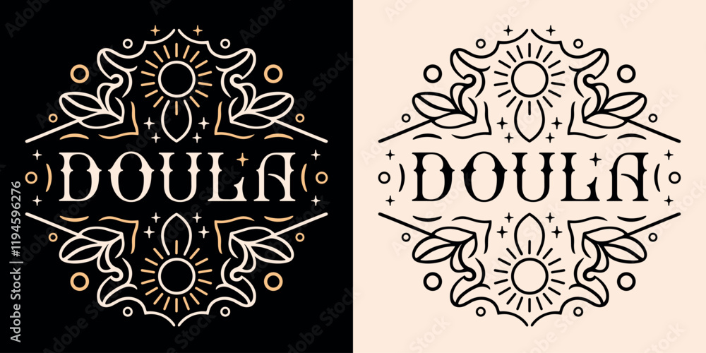Doula logo badge shirt design round sticker gift sacred divine birth ...