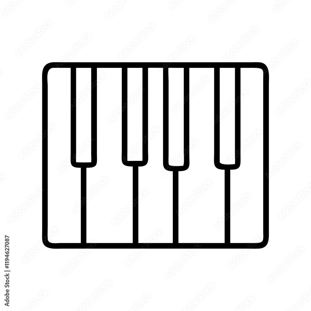 piano keys icon, piano keys line art - simple line art of piano keys ...