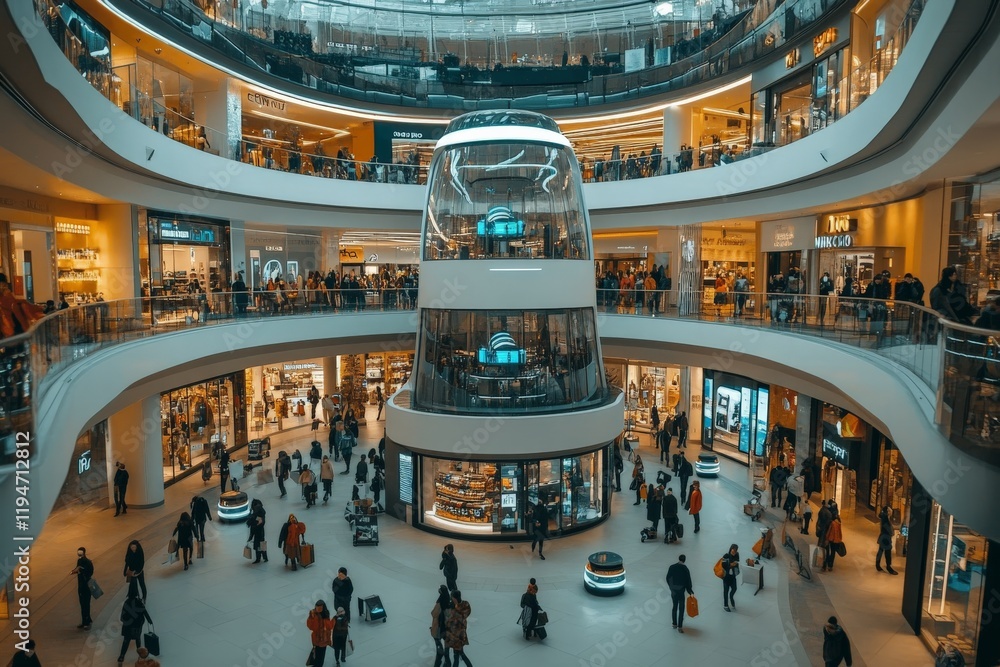 A vertical glass display unit is highlighted in the middle of a ...