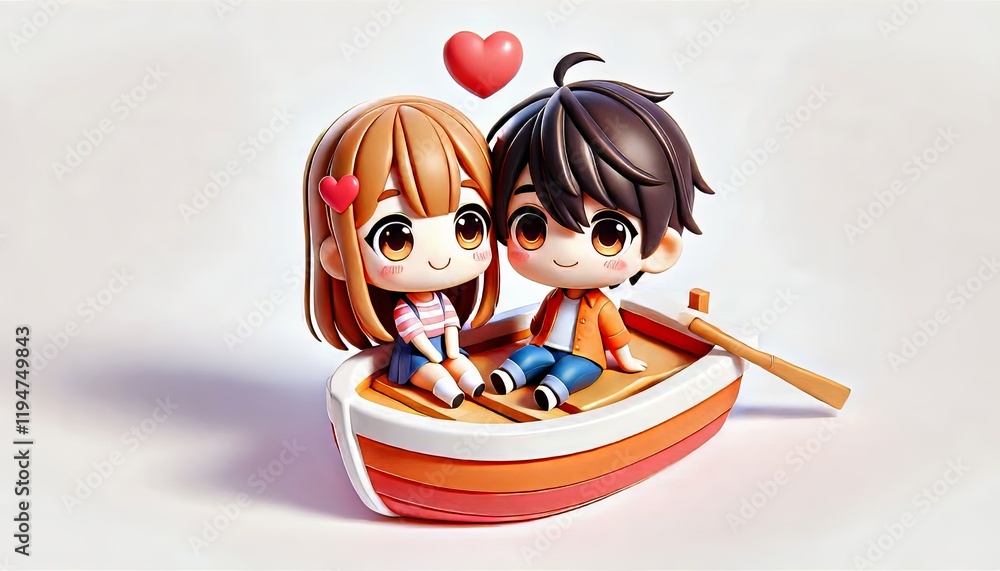 smooth d render with rounded edges raytracing of kawaii chibi anime ...