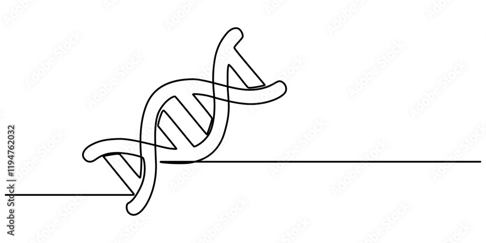 DNA in detailed one line drawing. Scientific research concept ...