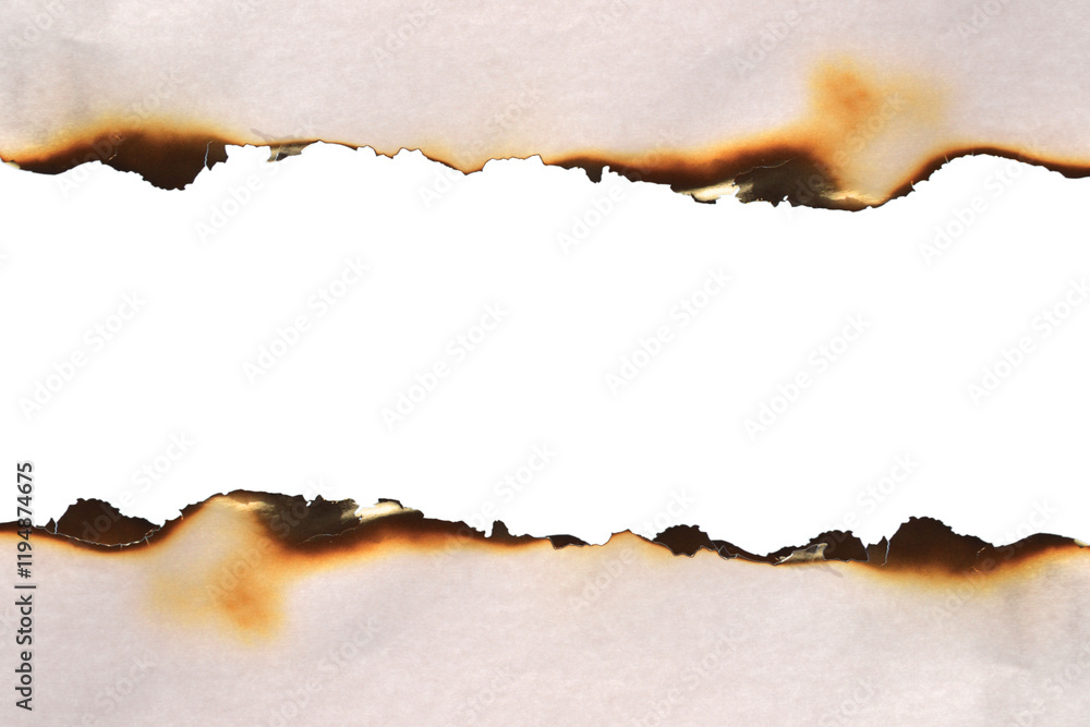 Realistic Burnt paper edge isolated on transparent white background ...