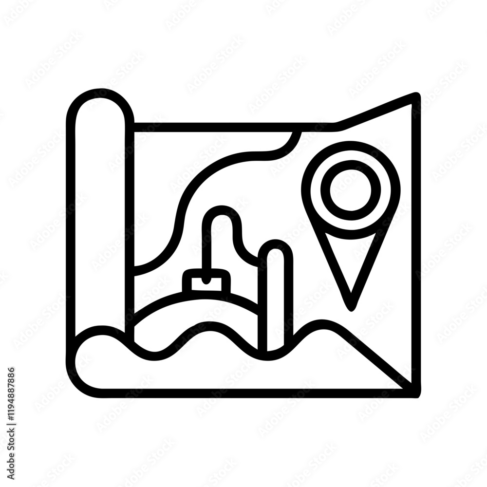 theme park map icon, theme park map line art - simple line art of theme ...